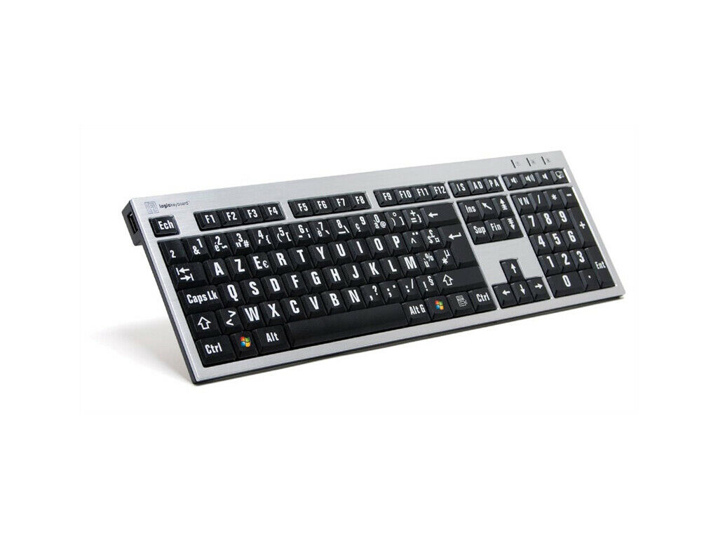 Logickeyboard XL-Print Slim Alu White on Black fr. (PC) - Ihr ...